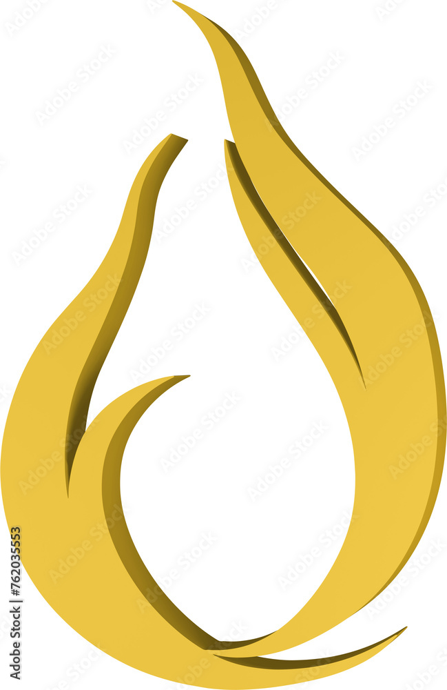 3D illustration render of abstract fire symbol of different shapes and ...