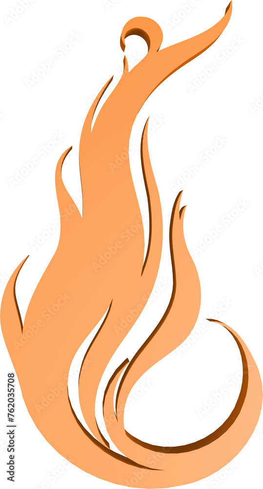 3D illustration render of abstract fire symbol of different shapes and ...