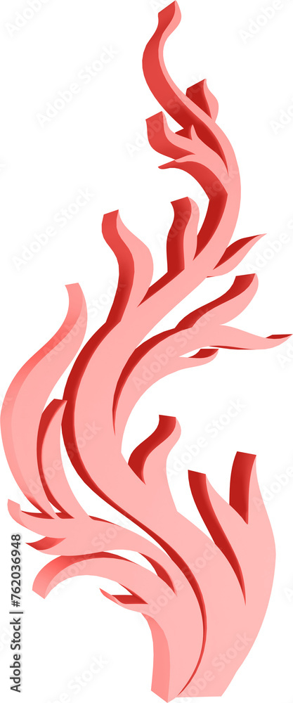 3D illustration render of abstract fire symbol of different shapes and ...