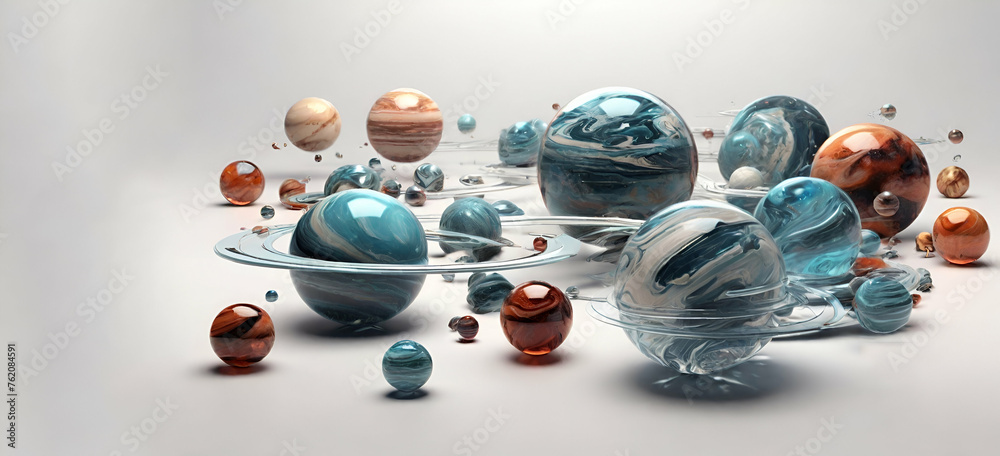 Planets of the solar system, 3d render isolated on white background ...