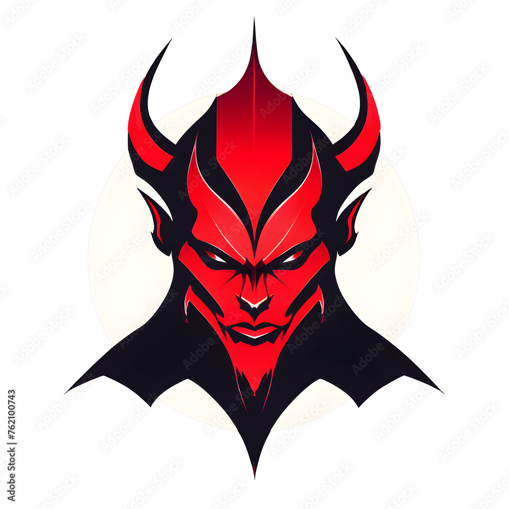Red High Demon, satan, evil, devil, lucifer head logo isolated with ...