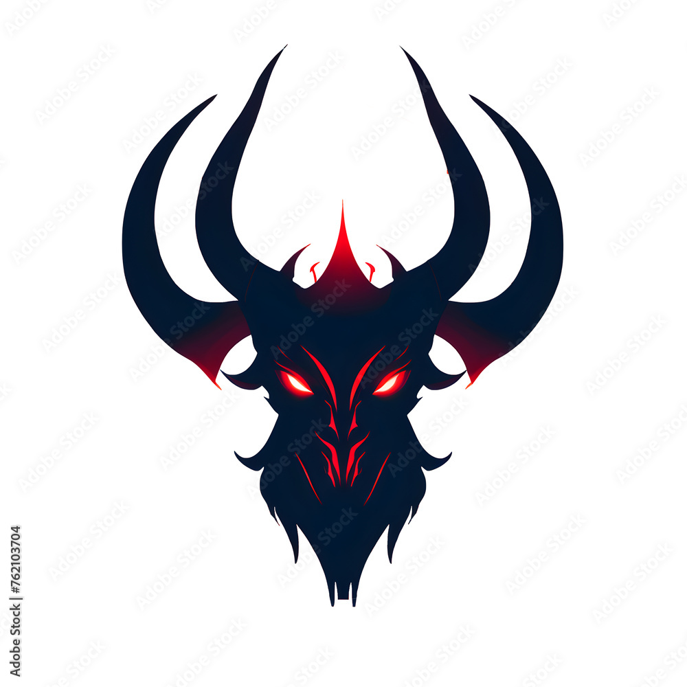 Four Horned Black Red High Demon, satan, evil, devil, lucifer head logo ...