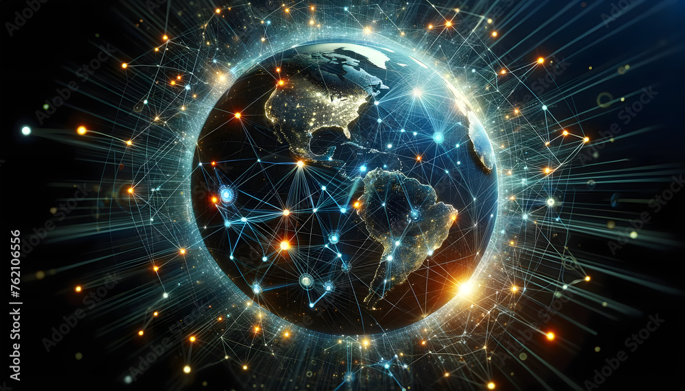 Global business networking earth international connectivity trade a 3d ...