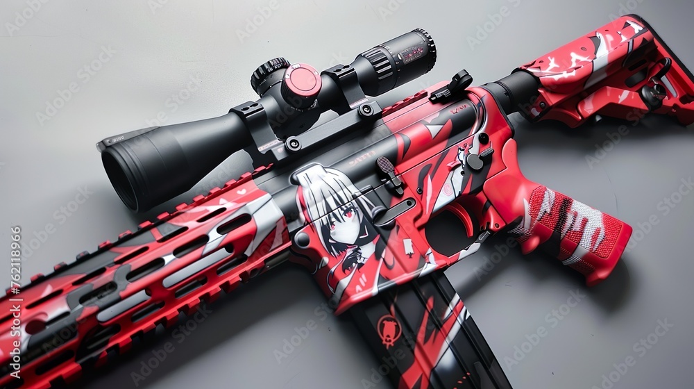 M4 gun paint job anime theme made with Ai generative technology Stock ...