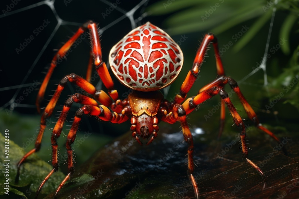 Agile Orb weaver spider arabesca predator. Macro animal. Generate Ai ...