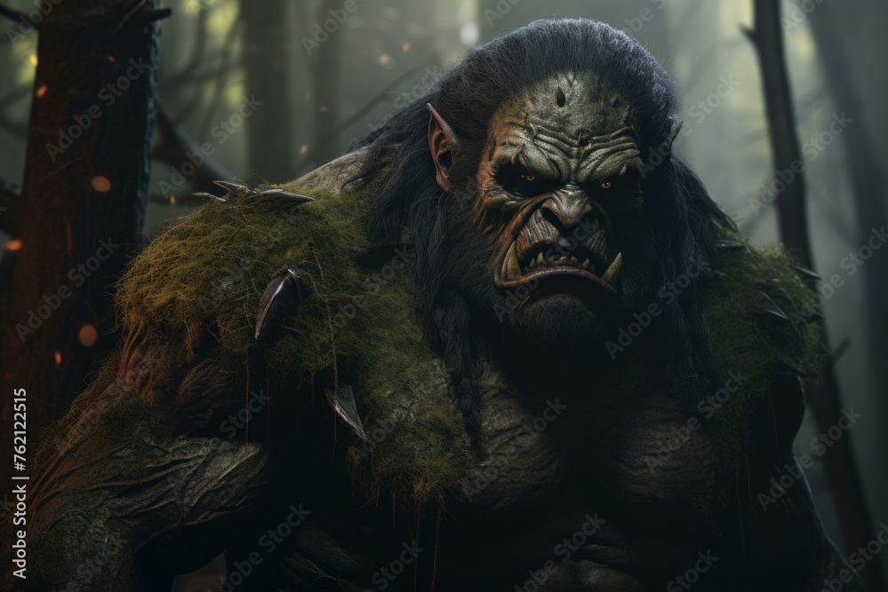 Powerful Green orc character. Skin scary ogre. Generate Ai ilustração ...