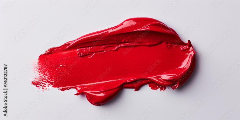 thick red lipstick swatch on white background, red color cosmetic ...