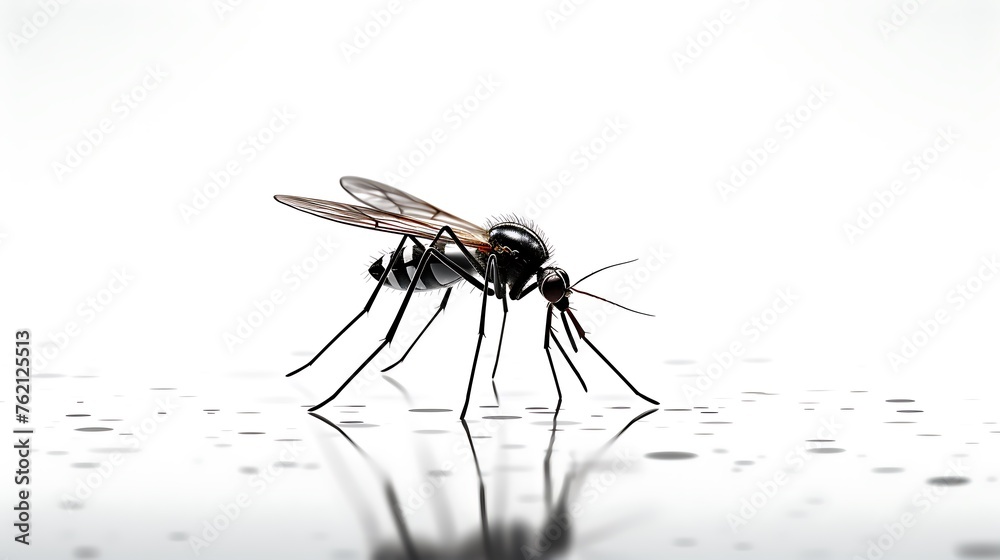 Close up of Mosquito sucking blood . Aedes Aegypti Mosquito on human skin.Mosquito vector borne ...