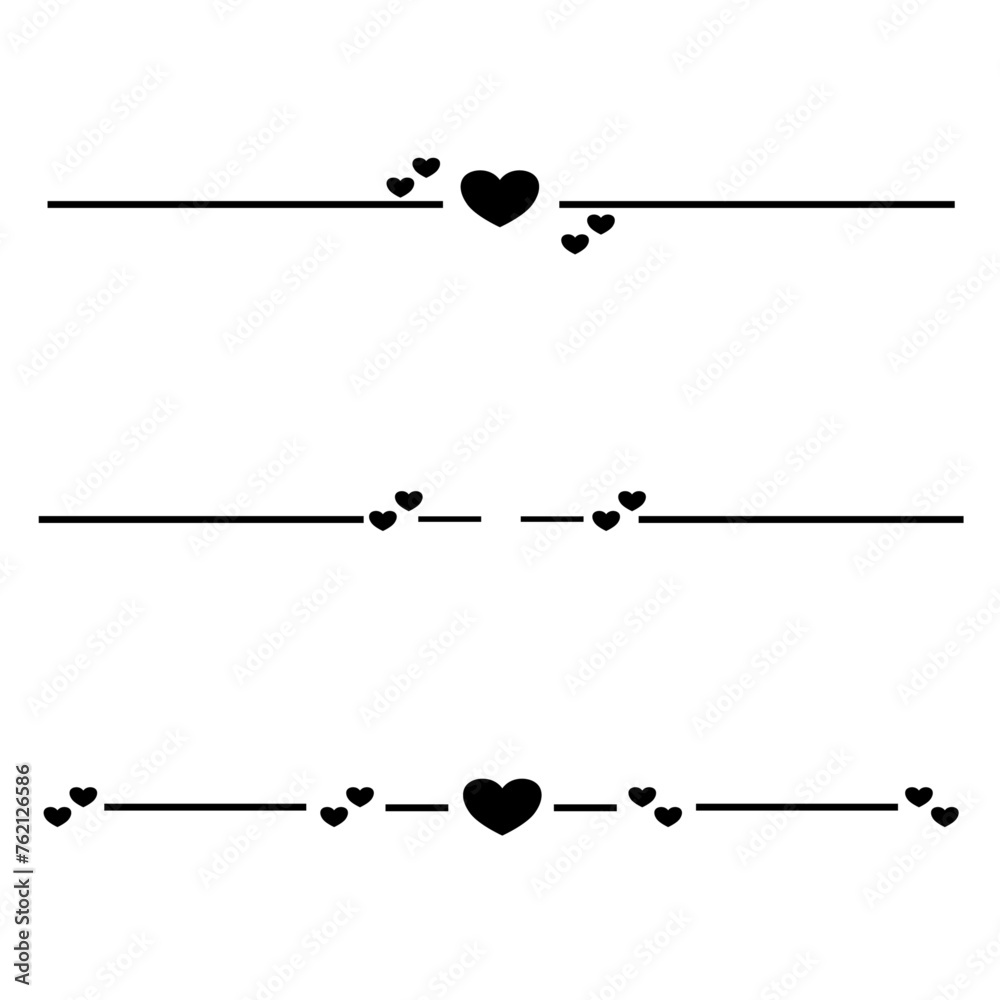 Heart text dividers, paragraph dividers, borders, frames and separators ...