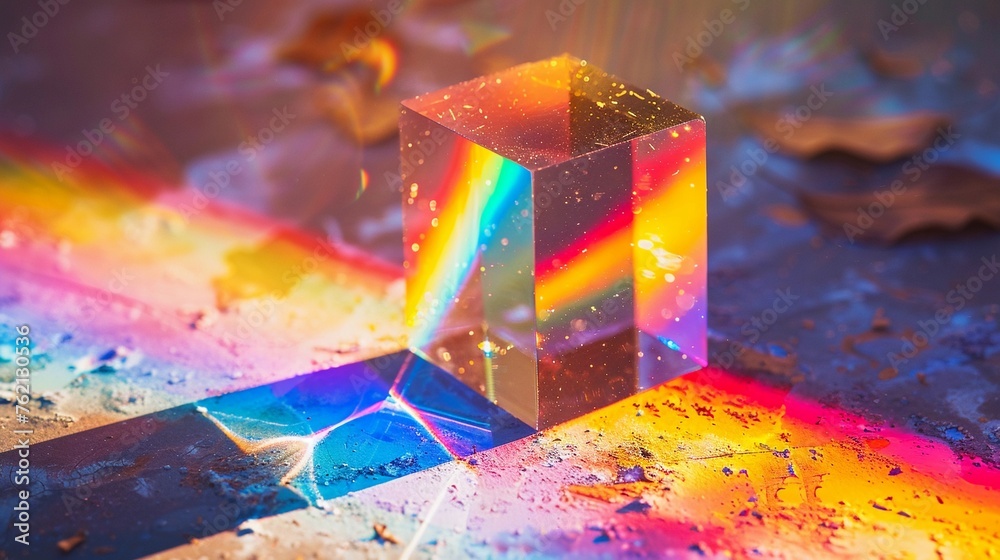 Light Spectrum, a prism dispersing sunlight into a spectrum of colors ...