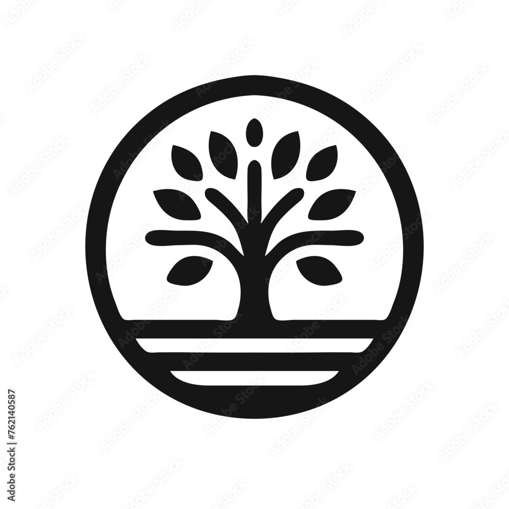 Tree of Life Vector Symbol - Circular Black and White Tree Illustration ...