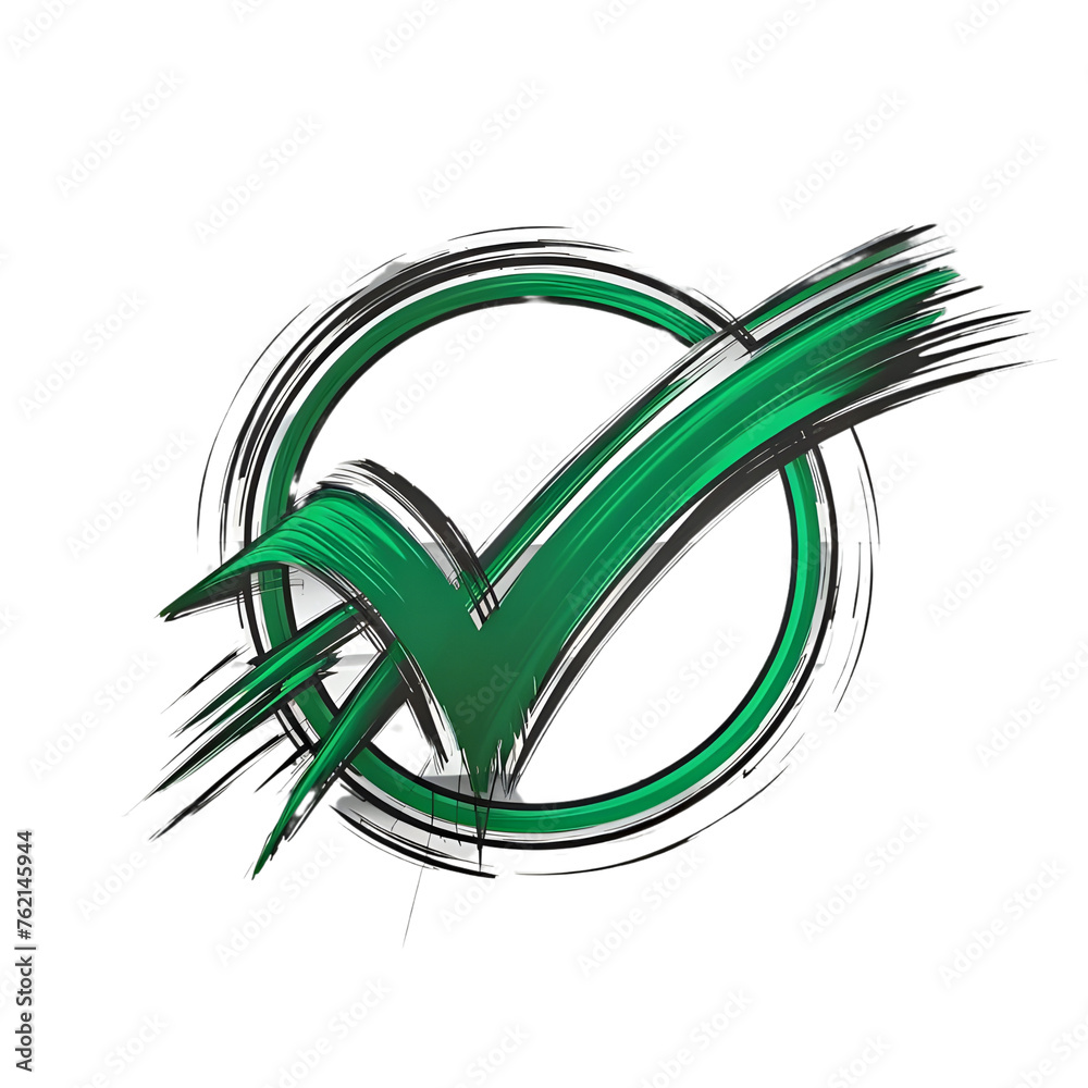 Green check mark icon. Isolated tick symbols, checklist signs, Flat and ...