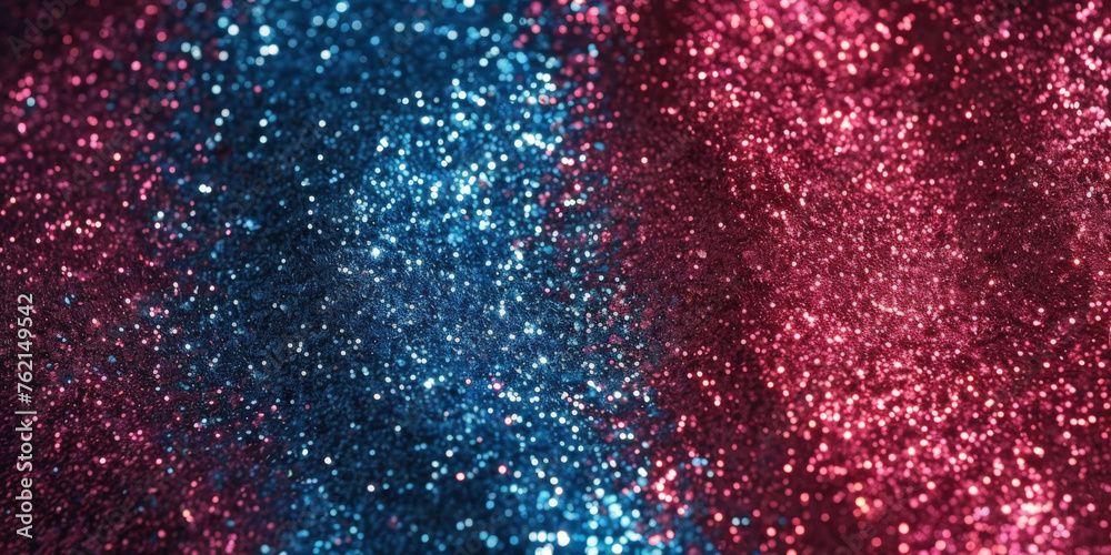 Red and blue glitter on bokeh background, shiny and sparkling texture ...