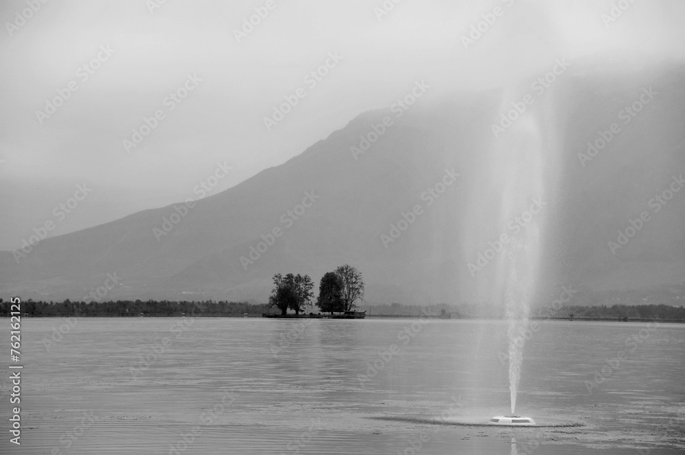 Char Chinar trees, Water Fountain, Dal Lake, Srinagar, Kashmir, Jammu ...