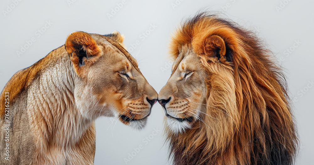 Lion Pair Intimacy- Showcase the bond between a lion and lioness in a ...