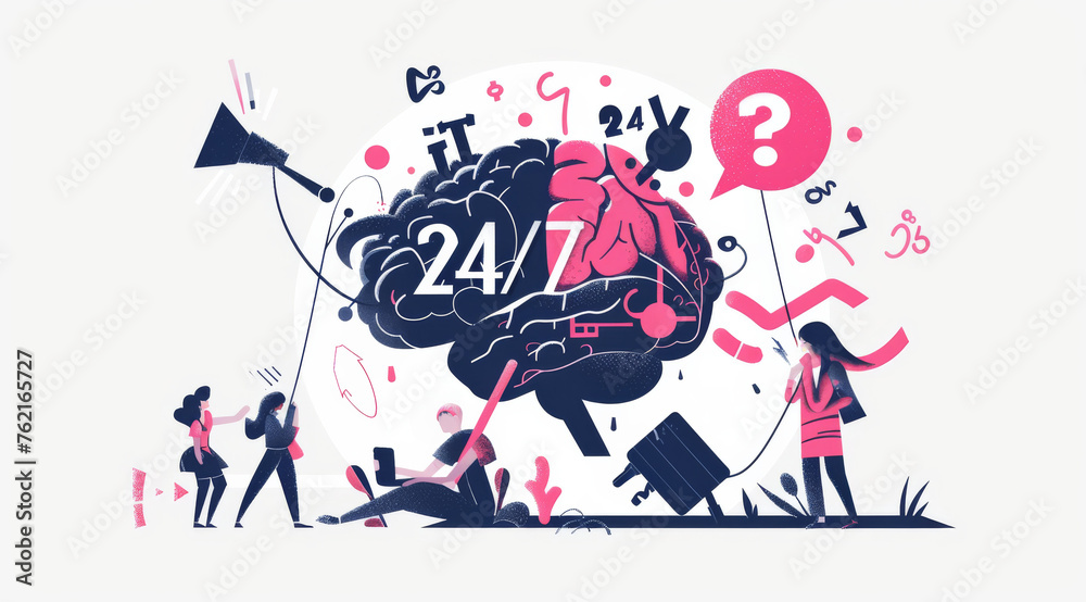 Intricate psychology illustration of a human head with brain an exposed ...