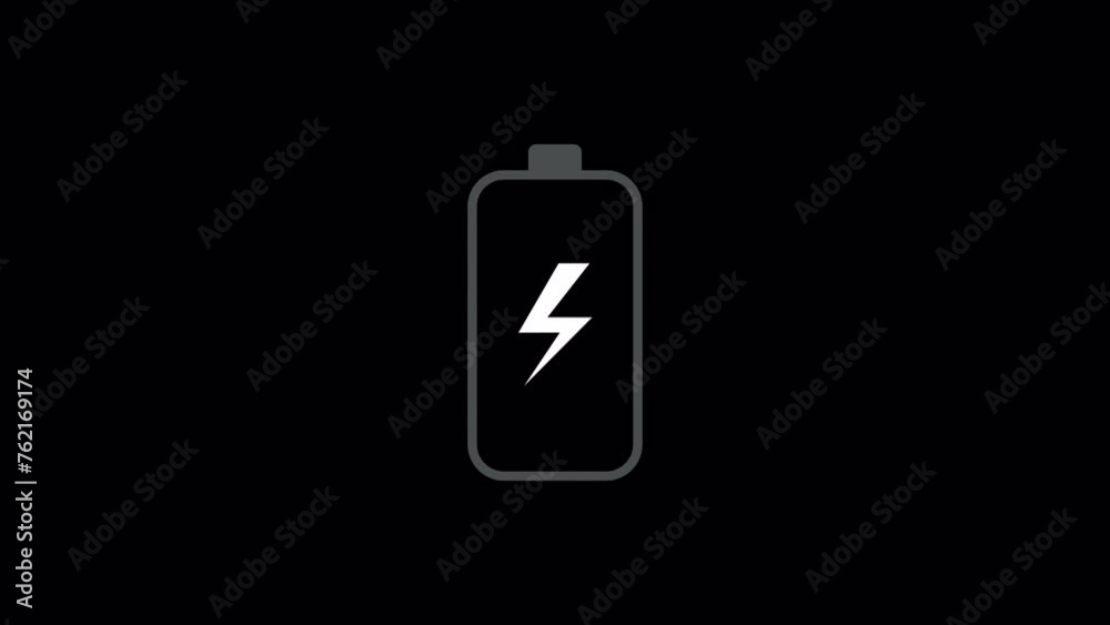 Low battery power indicator animation on transparent background and ...