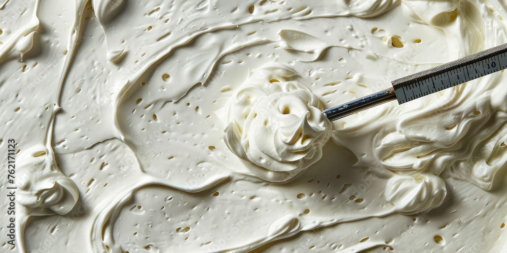 Measure the temperature of the whipped white cream using a pastry ...