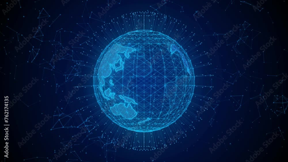Digital Earth Hologram 3d Rotating Futuristic Virtual Global Network ...