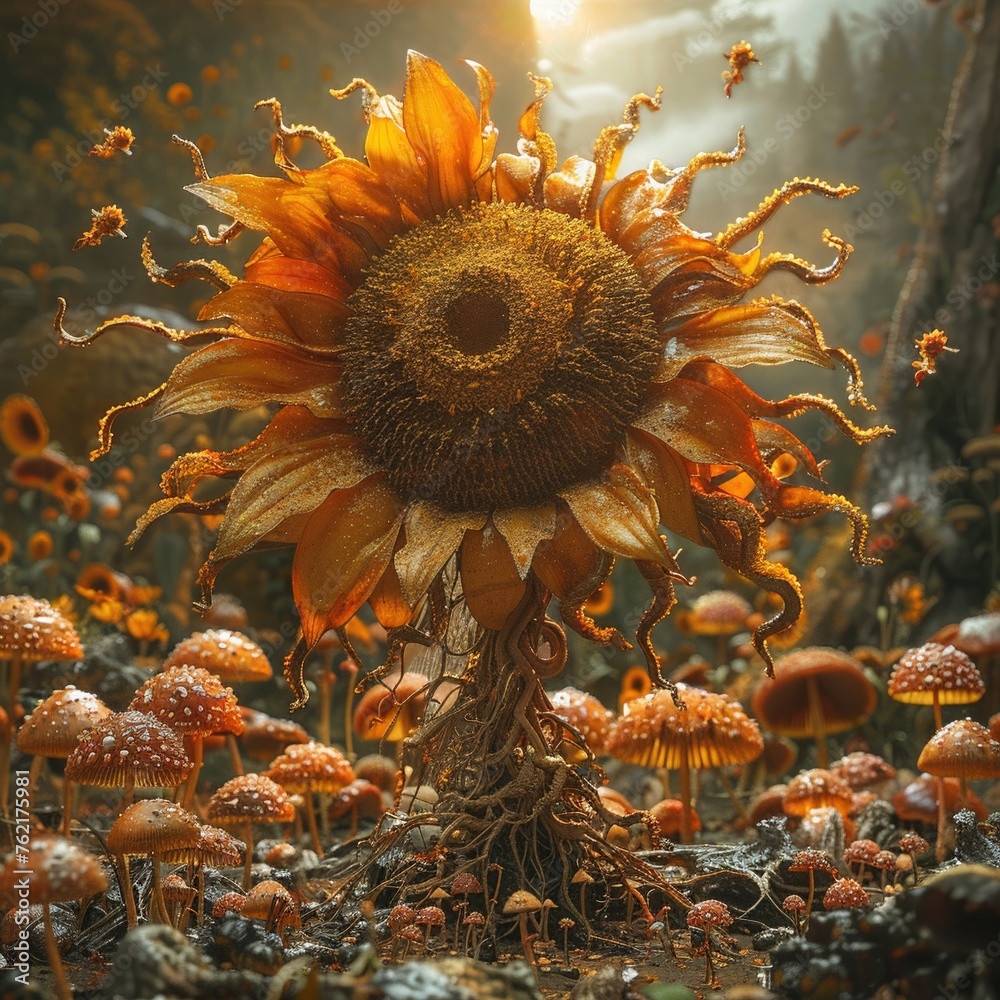 A twisted heirarchy emerges as a giant sunflower reigns over an army of ...