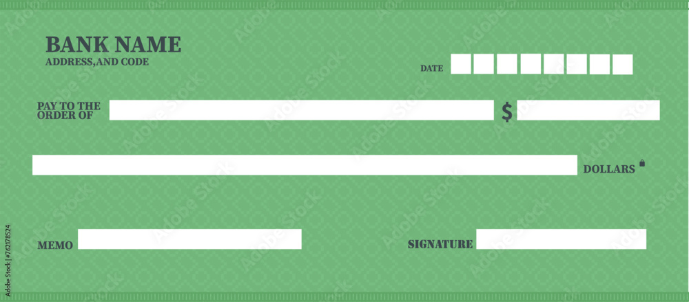 Bank cheque vector template New design Stock Vector | Adobe Stock