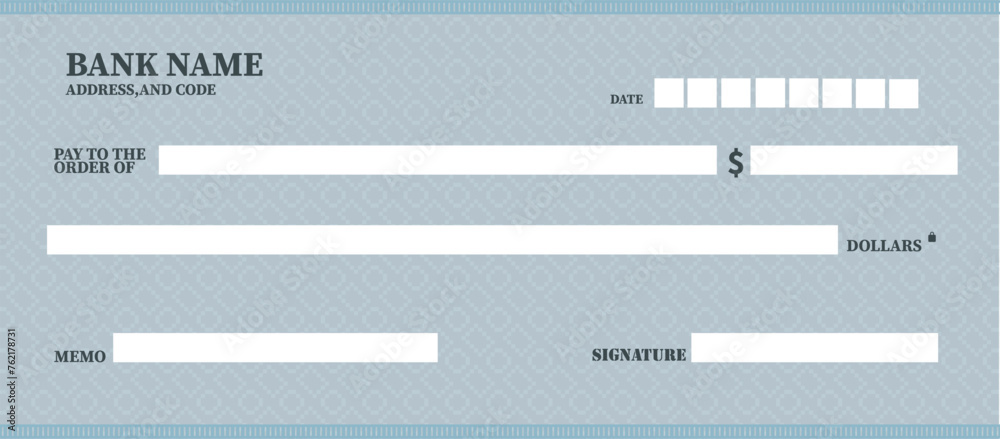 Bank cheque vector template New design Stock Vector | Adobe Stock