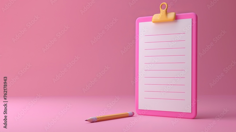 3d paper clipboard task management todo check list with pencil, fast ...