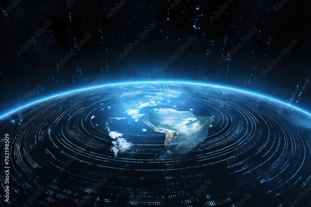 surface of earth planet with futuristic computer technology and mega ...