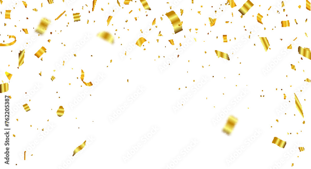 Gold confetti on transparent background. Falling gold confetti seamless ...