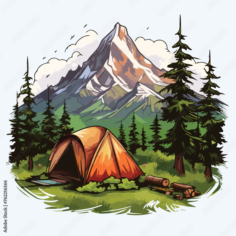 Mountain Camping Clipart clipart isolated on white background Stock ...