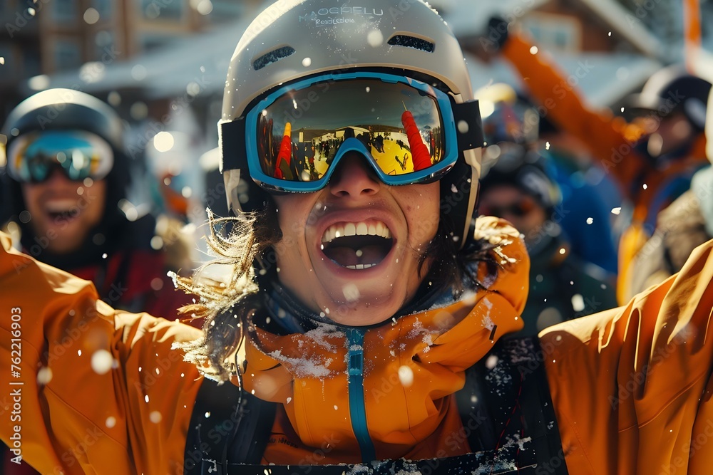 Winter Sports Celebration at a Vibrant Resort. Concept Winter Sports ...