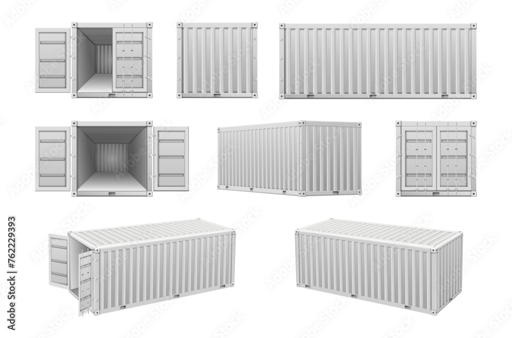 Warehouse containers for goods storage and transportation realistic ...