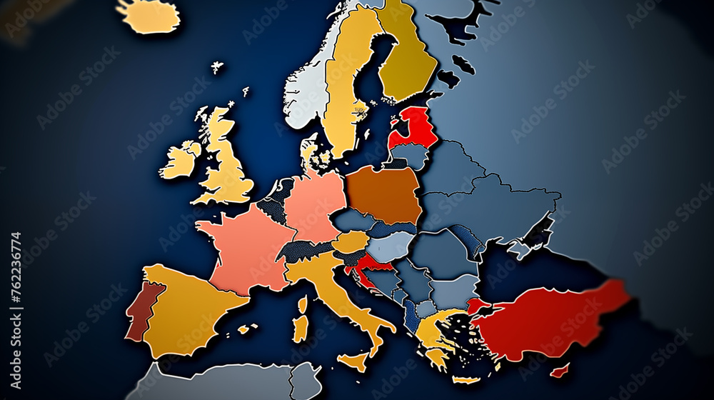 Stylized map of Europe highlighting different countries ai generated ...