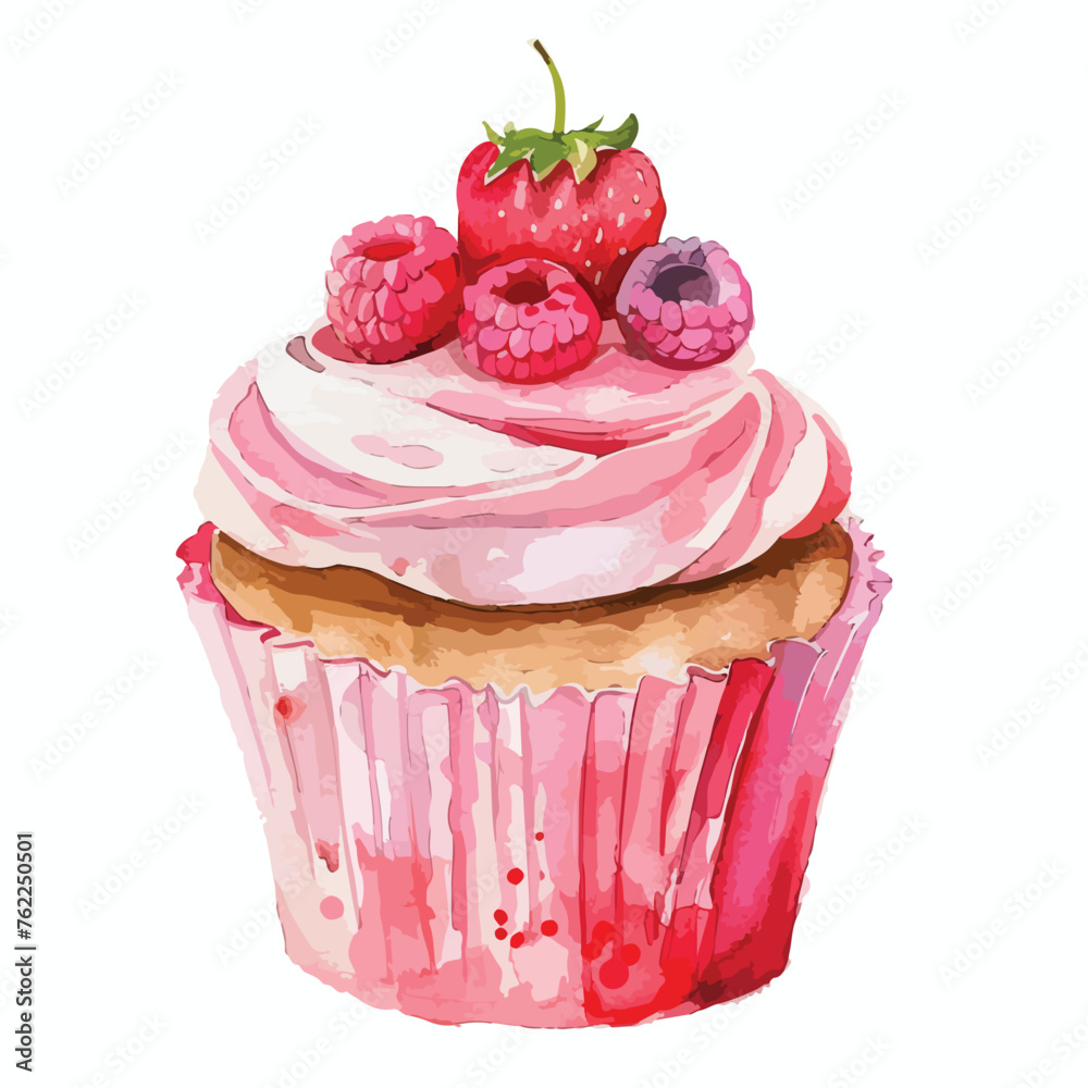 Watercolor Cupcake Clipart clipart isolated on white Stock Vector ...