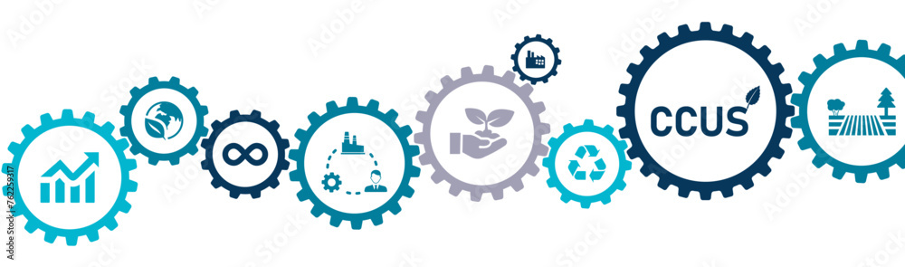 Carbon Capture Utilization Storage CCUS banner website icons vector ...