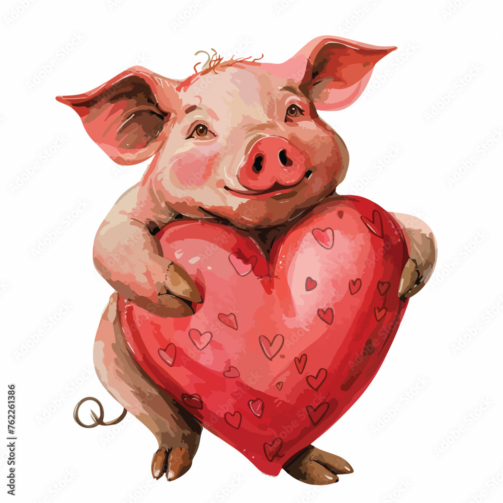 Valentines pig clipart isolated on white background Stock Vector ...