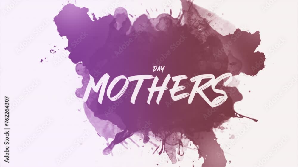 A vibrant depiction of the word Mothers Day with a purple ink effect ...