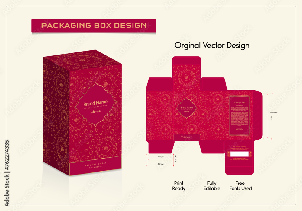 Packaging 3d box design with Box dies line, luxury 3d Box Mockup, icon ...