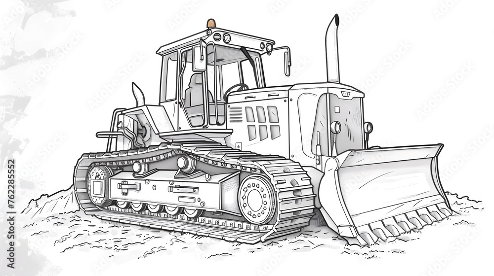 Bulldozer line art for coloring book page Stock Illustration | Adobe Stock