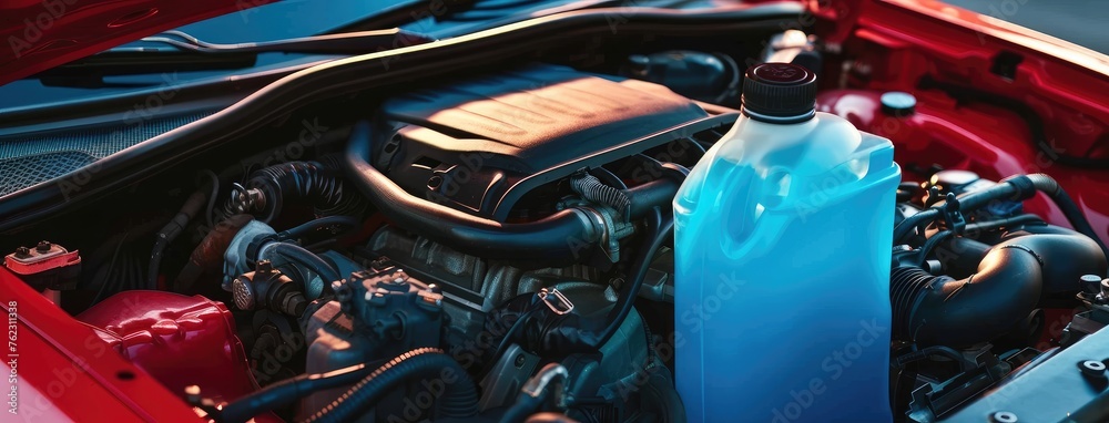 Car Maintenance with Blue Engine Coolant Ready Stock Photo | Adobe Stock