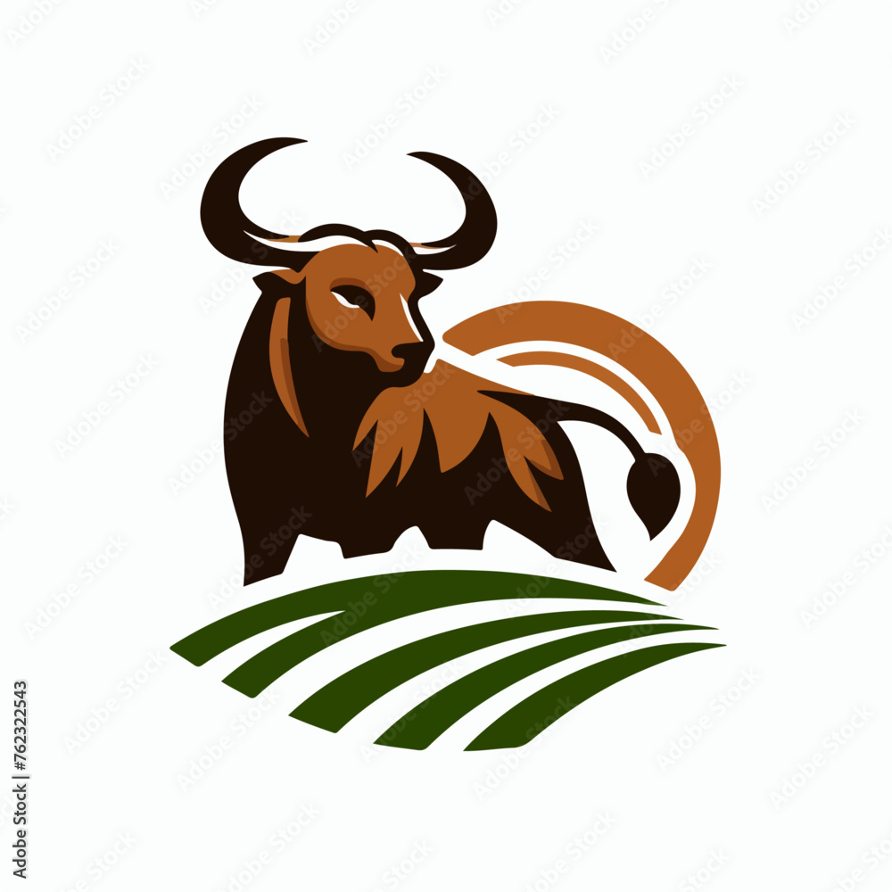 Vetor de flat vector logo of bull , vector logo of bull , logo of bull ...