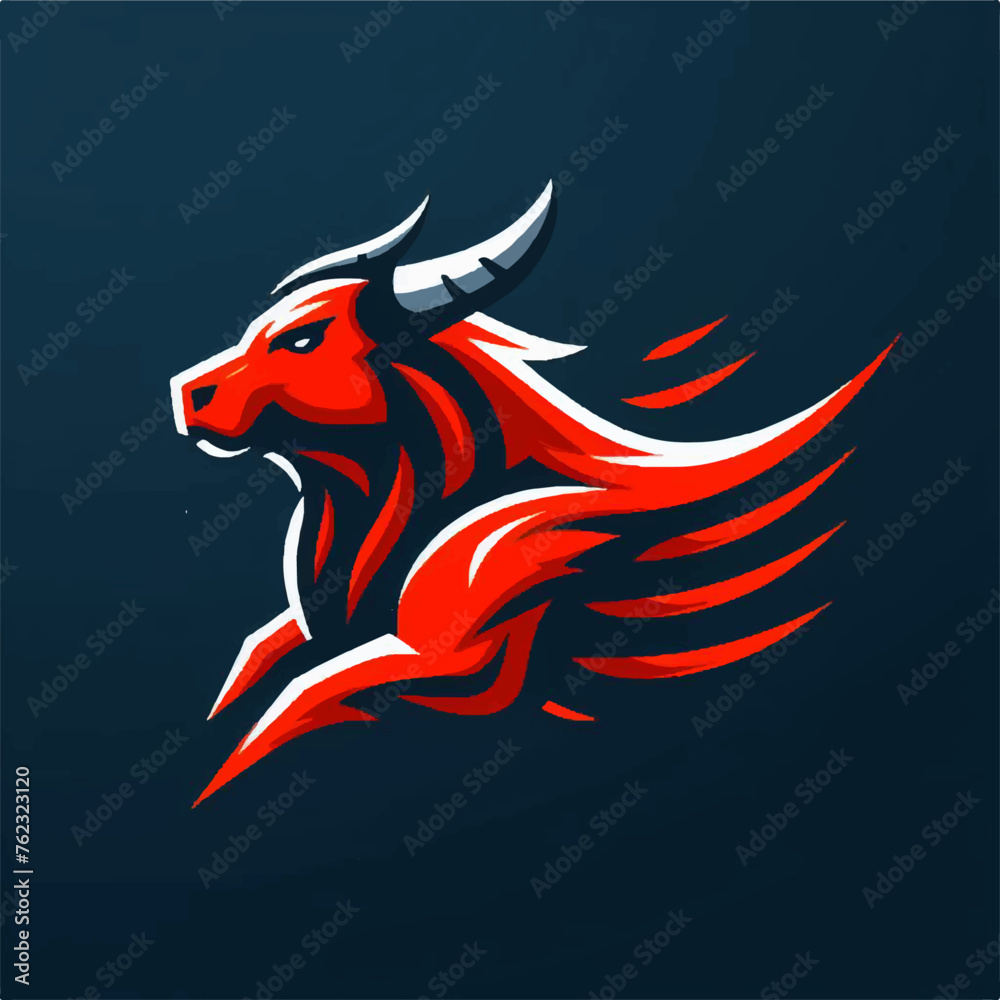 flat vector logo of bull , vector logo of bull , logo of bull Stock ...