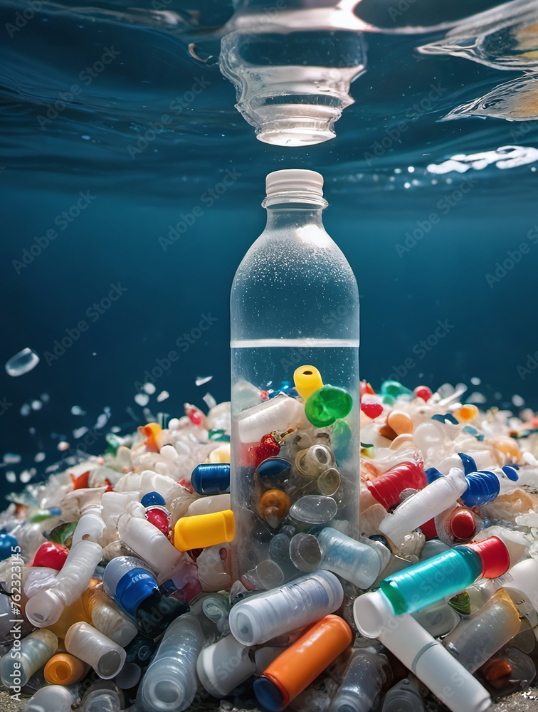 Plastic Waste In Sea Water, Pollution, Garbage Problem Plastic Bottles ...