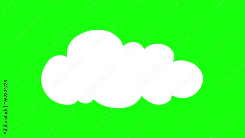 Two Moving Clouds Animated Cartoon Clouds Looped Isolated on Green ...