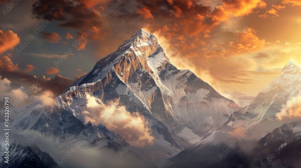 The summit of Mount Everest, covered in snow, stands as the loftiest ...