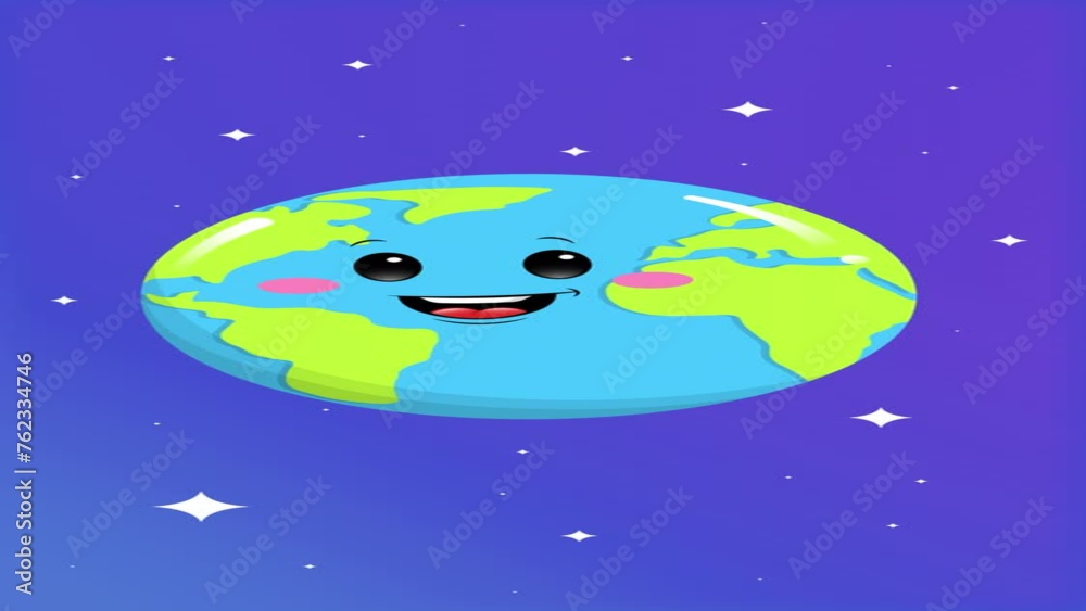 Vertical Cartoon design of animated earth on galaxy space background ...