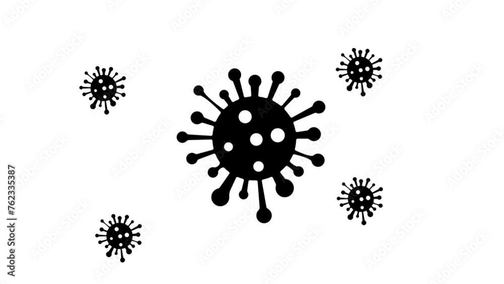 Zoom in and out animation the coronavirus symbol. Large black symbol in ...