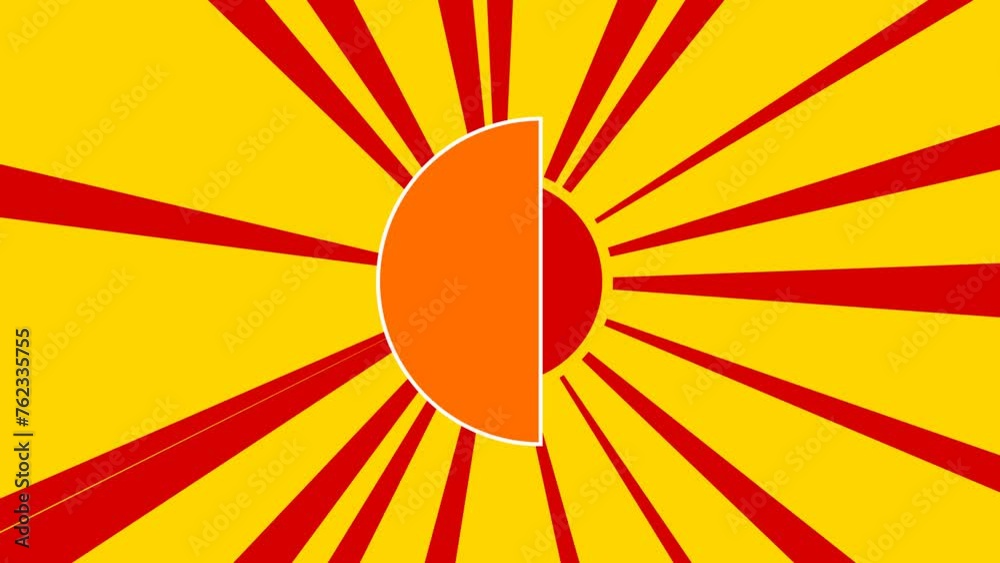 Semicircle symbol on the background of animation from moving rays of ...