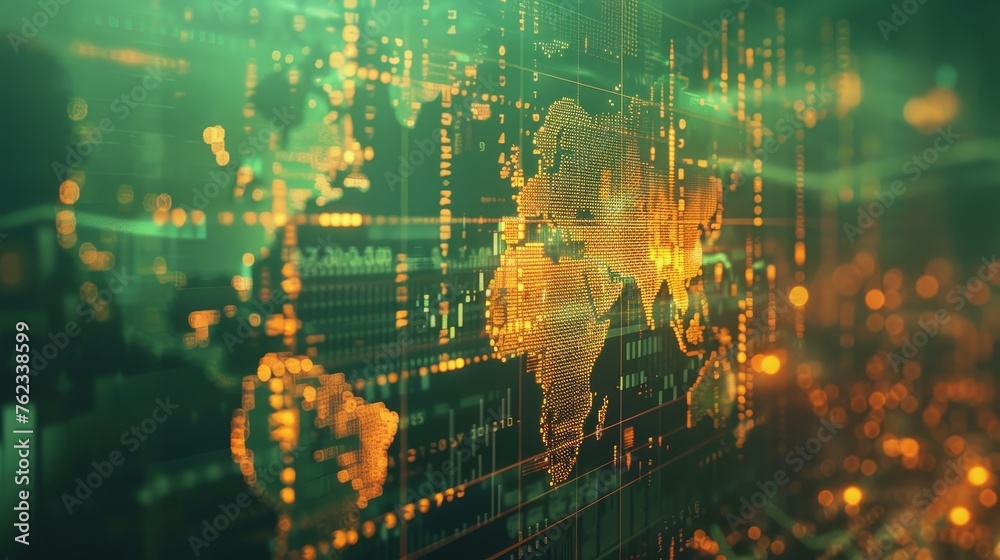 Illustrate the intricate world of trade and stocks through a visually ...