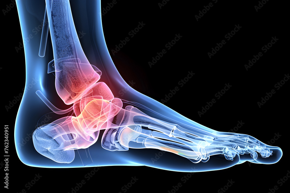 Pain concept - female suffering from foot and ankle pain, pain is ...